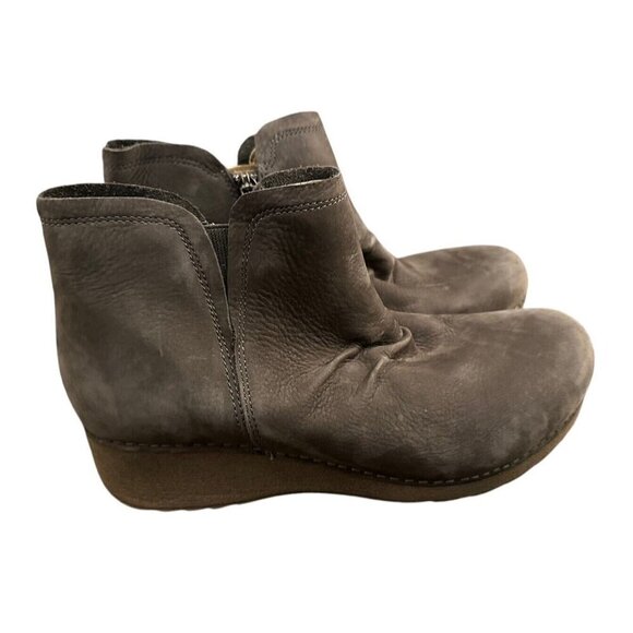Dansko | Shoes | Dansko Caley Boots Gray Milled Nubuck Leather Wedge ...